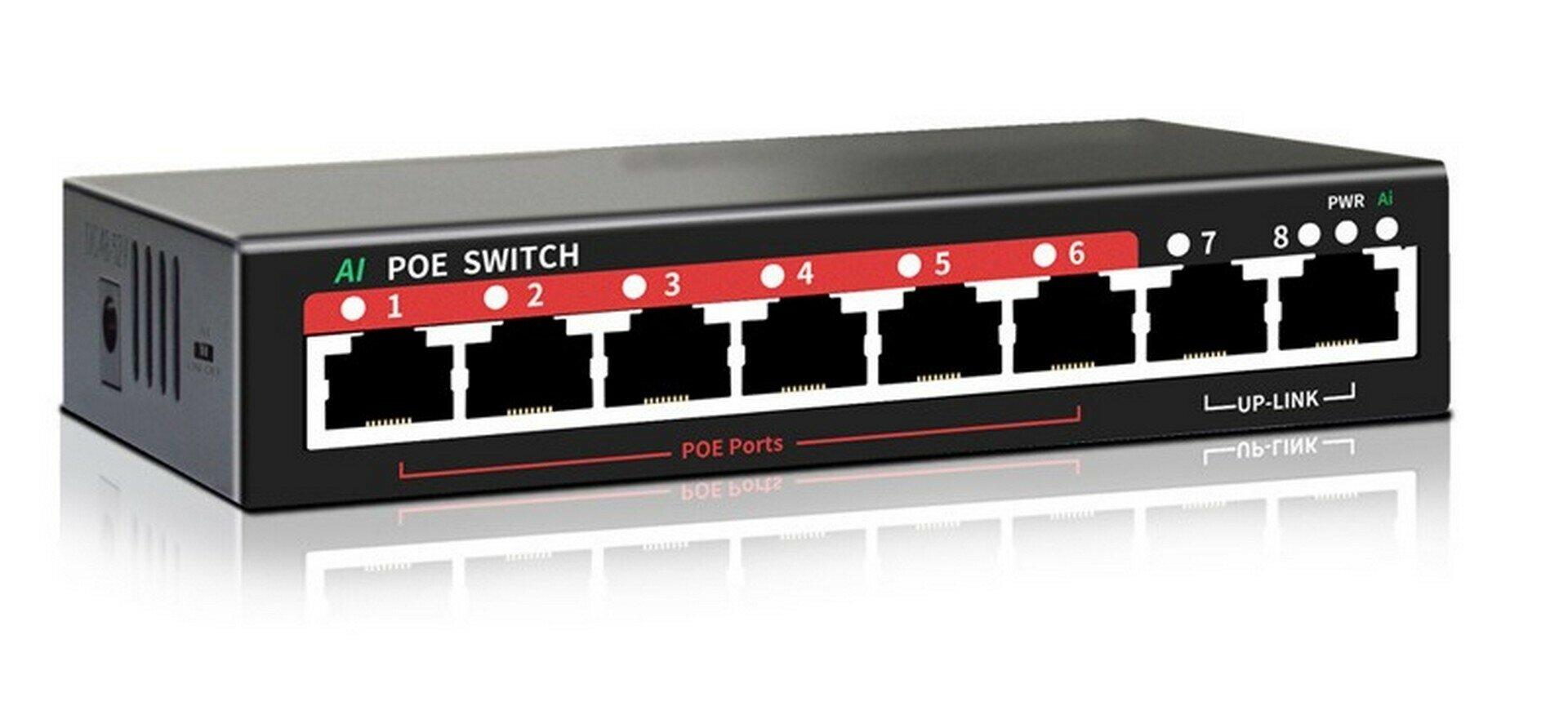 STEAMEMO POE108D POE-коммутатор для систем видеонаблюдения 8 портов (6POE + 2UP)