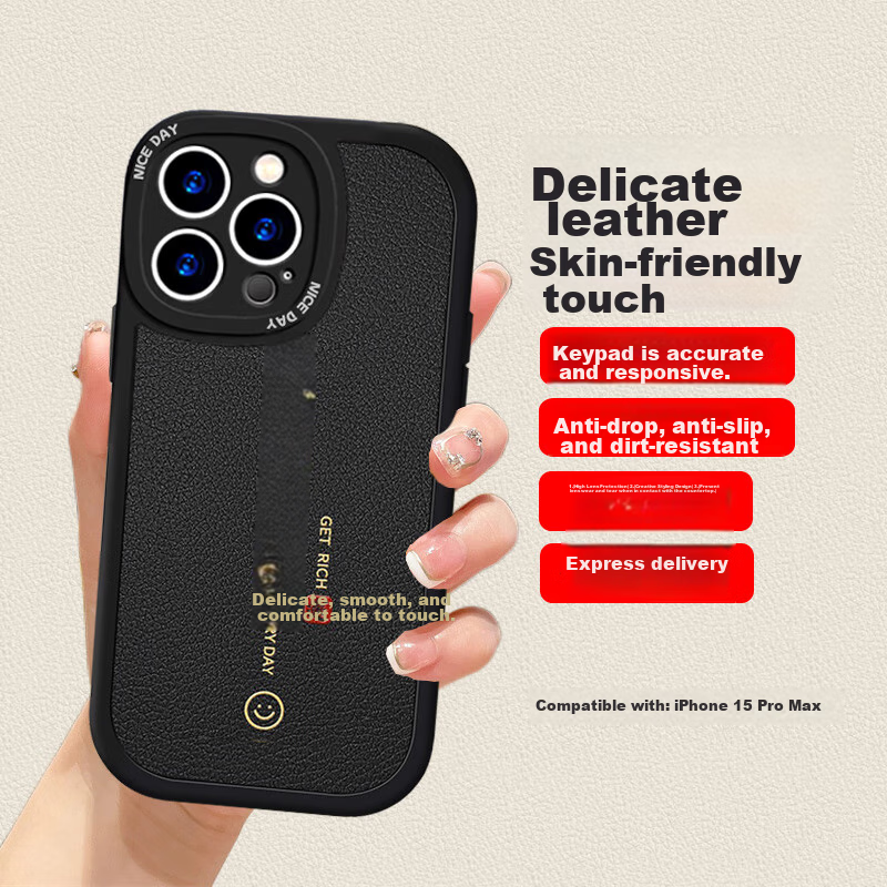 Jiangming, Suitable for Apple 15 Pro Max Phone Case, 15 Pro Max Protective Cover, Imitation Lambskin, Fine Texture, Skin-Friendly, High-End Feel, Classy, Business Style, Unisex for Men And Women