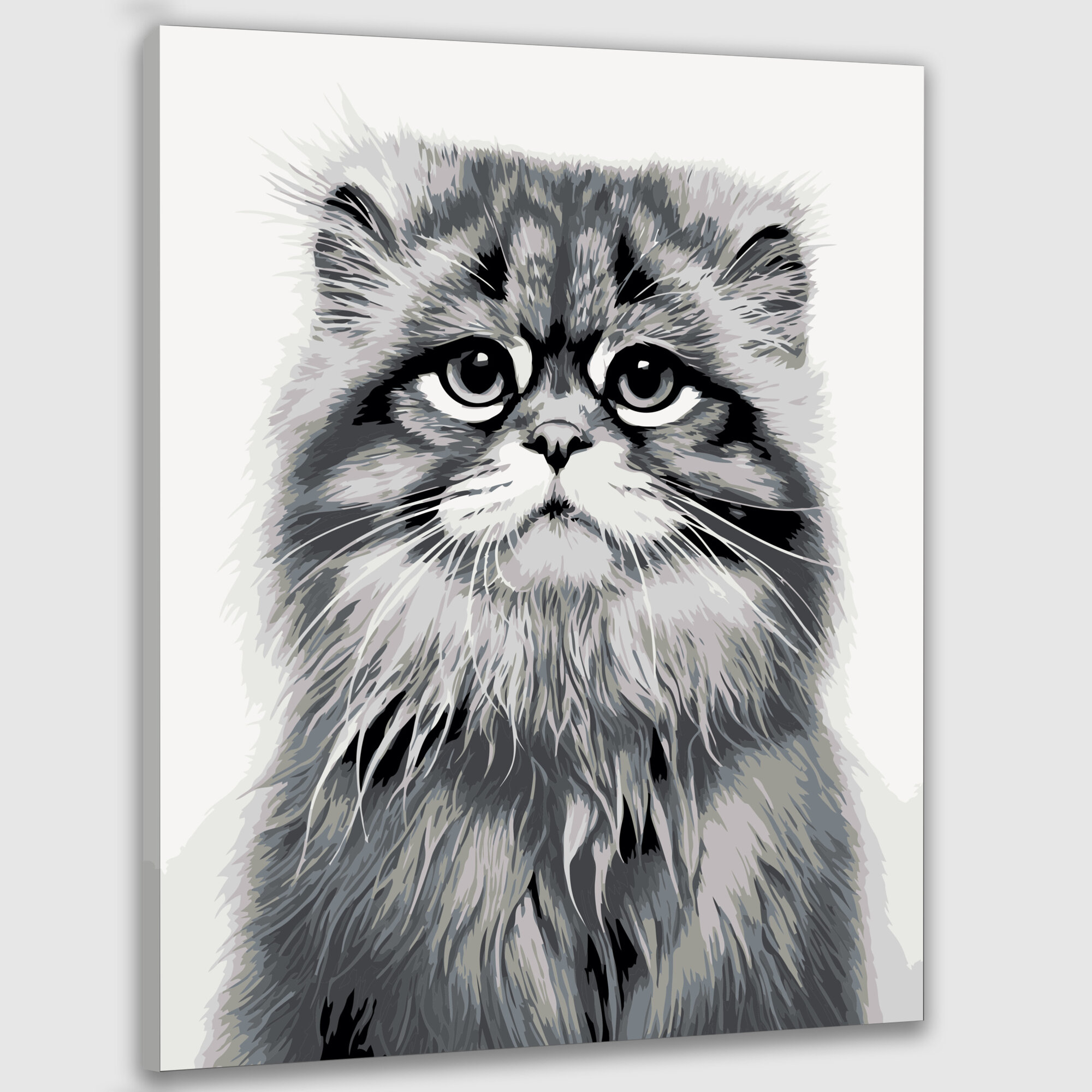 Картина по номерам 40x50 см, Манул, уголь, свет, тень, мех, размерность, игра, штрих, сила, властность