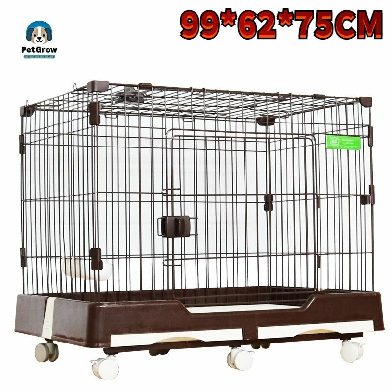 Утолщенная клетка для домашних животных с универсальными колесами-990*620*750-черный-PetGrow