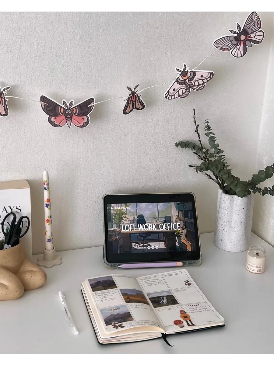 Гирлянда бумажная растяжка штора нить флажки украшение