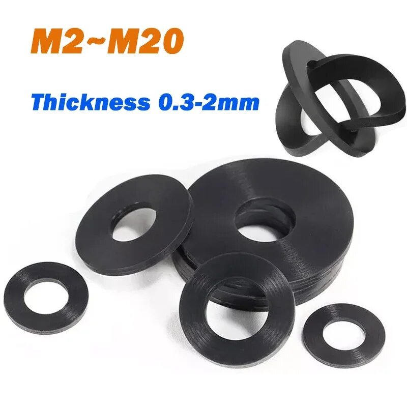 Силиконовые шайбы уплотнители M2-M20 черные 2x4x0.5-100Pcs