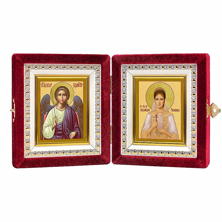 Складень именной "Страстотерпица Александра Романова, императрица Российская - Ангел Хранитель", размер ликов 6*7,5 см
