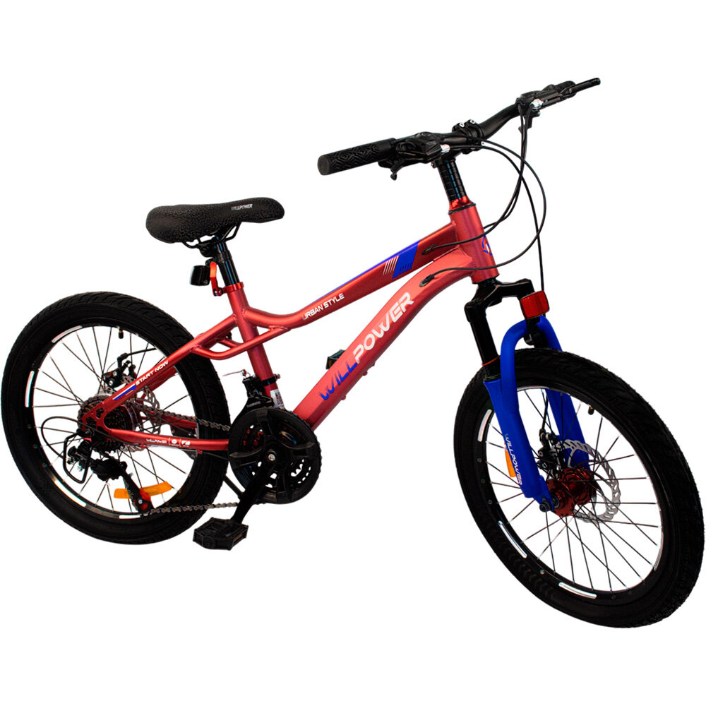 Велосипед детский WILLPOWER двухколесный, размер 20, красный, 21 скорость