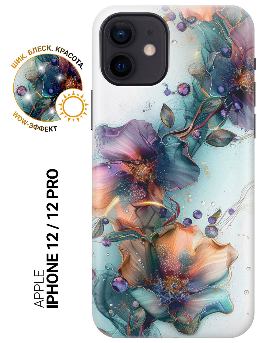 Силиконовый чехол на Apple iPhone 12 / 12 Pro с принтом "Мистические цветы"