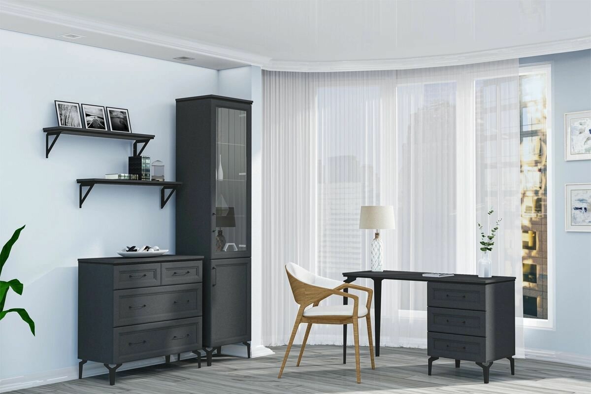 Комплект мебели для офиса МС Шарм набор 3, рабочий стол, ширина 130 см, мебель в кабинет, комод