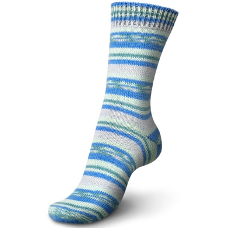 Design Line /Дизайн Лайн/ пряжа Regia, 4 нитки, MEZ, 9801270 (03852, *, Design Line by Dee Hardwicke, delphinium color (дельфиниум), белый/голубой/зеленый)