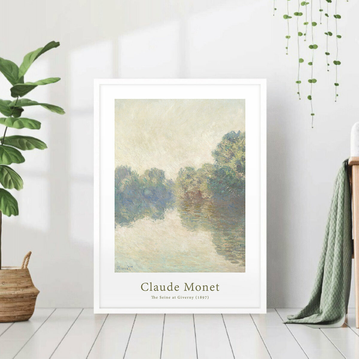 Постер "Клод Моне озеро" 40x50 в белой рамке на стену для интерьера