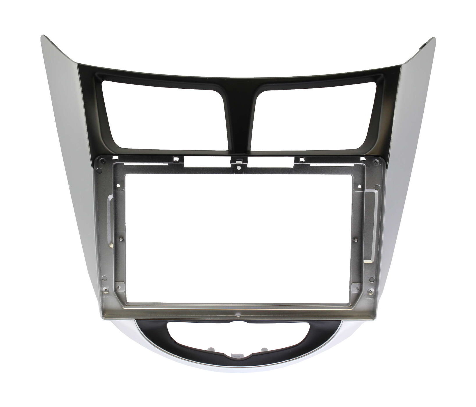 Переходная рамка для Hyundai Solaris 1 2010-2016 9” (черно-серебристая)