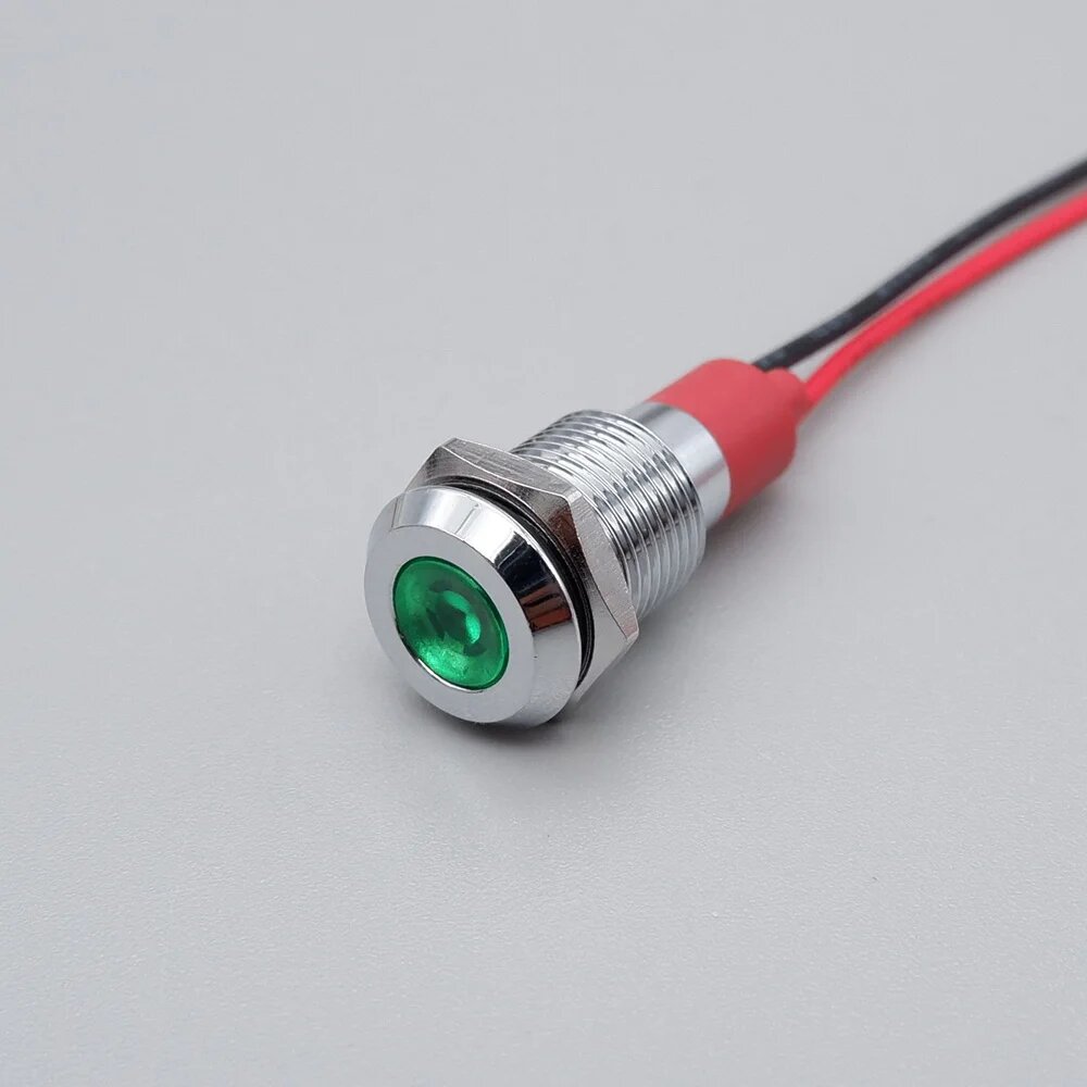 Светодиодный индикатор 8 мм, зеленый, 12-24V