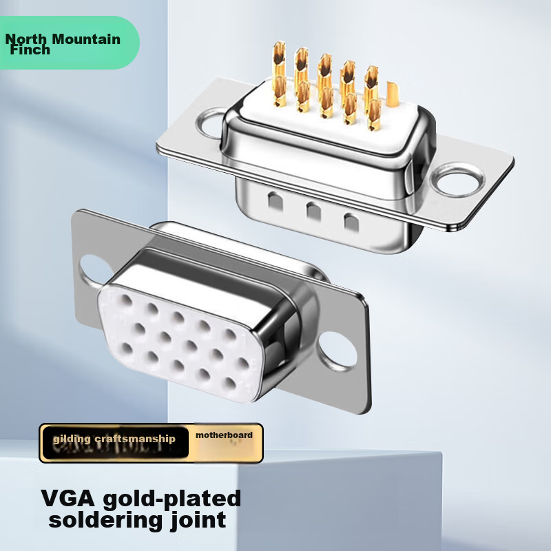 Beishantiao VGA welding head 3 rows 15 holes female DB15 computer video display welding wire plug gold-plated female head 2 packs HJ453