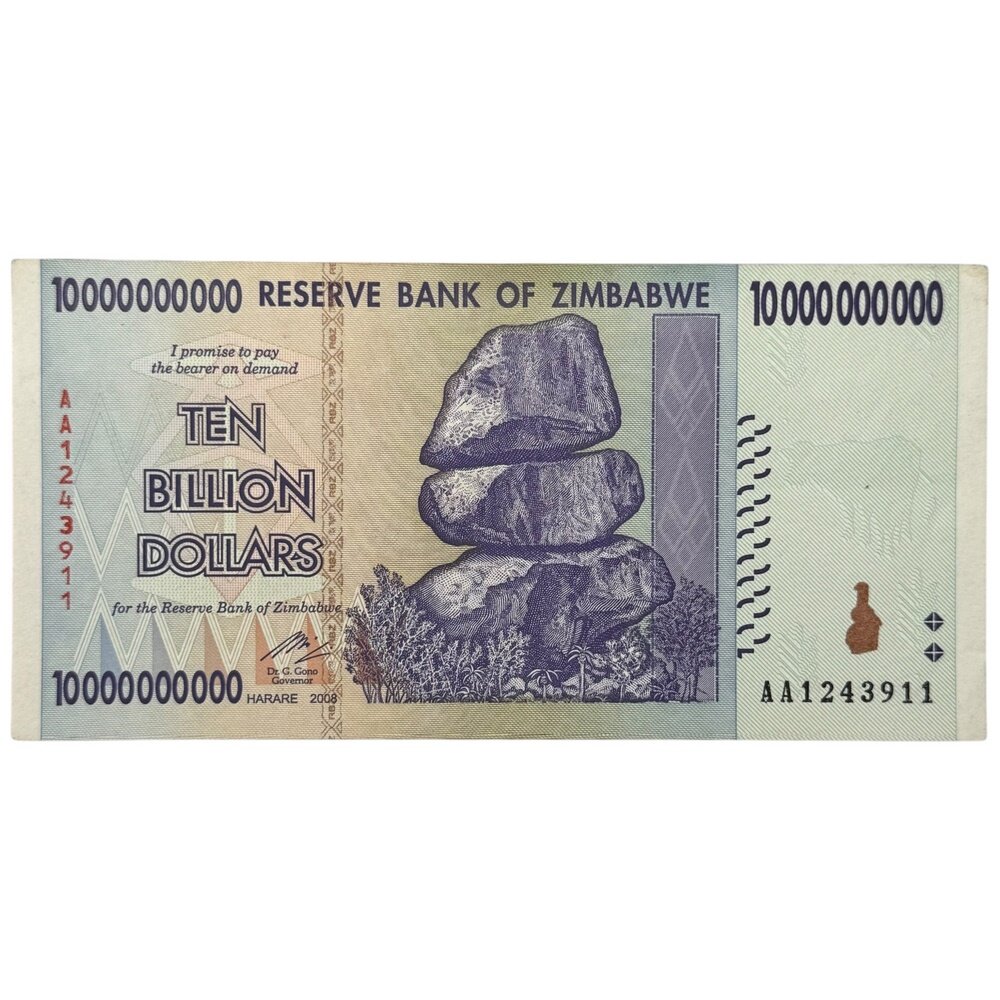 Зимбабве 10000000000 долларов 2008 г. (Серия AA)