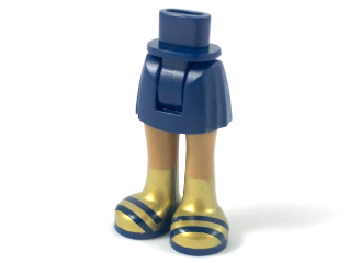 Mini Doll Hips and Skirt, Medium Nougat Legs and Gold Boots with Dark Blue Stripes and Soles Pattern - Thick Hinge, 92252c00pb022 Dark Blue U
