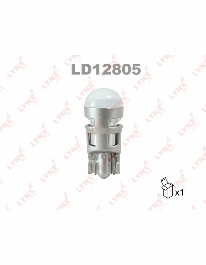 Лампа светодиодная LED W5W 12V W2.1x9.5d 6500K LYNXauto LD12805 1шт.