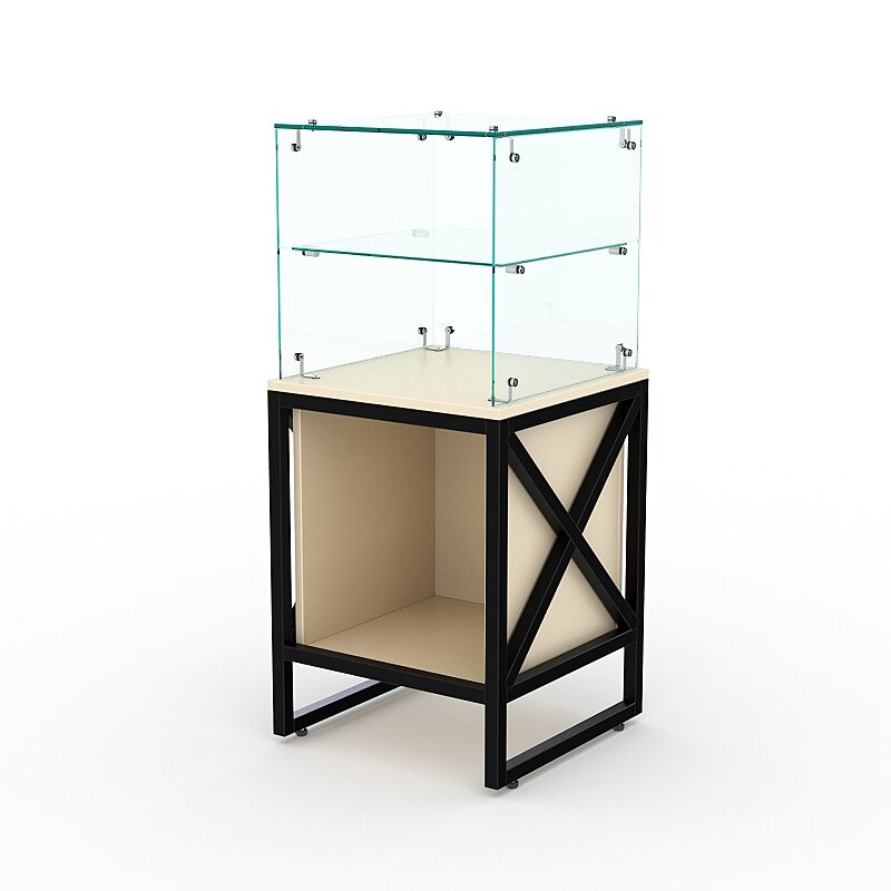 Торговый стеклянный прилавок "лофт стиль" №10 (без дверки), Крем Вайс