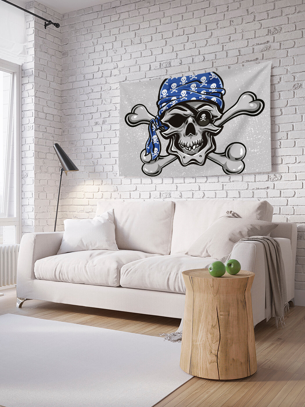 Фотопанно на стену горизонтальный постер 100х150 "Череп пирата", JoyArty