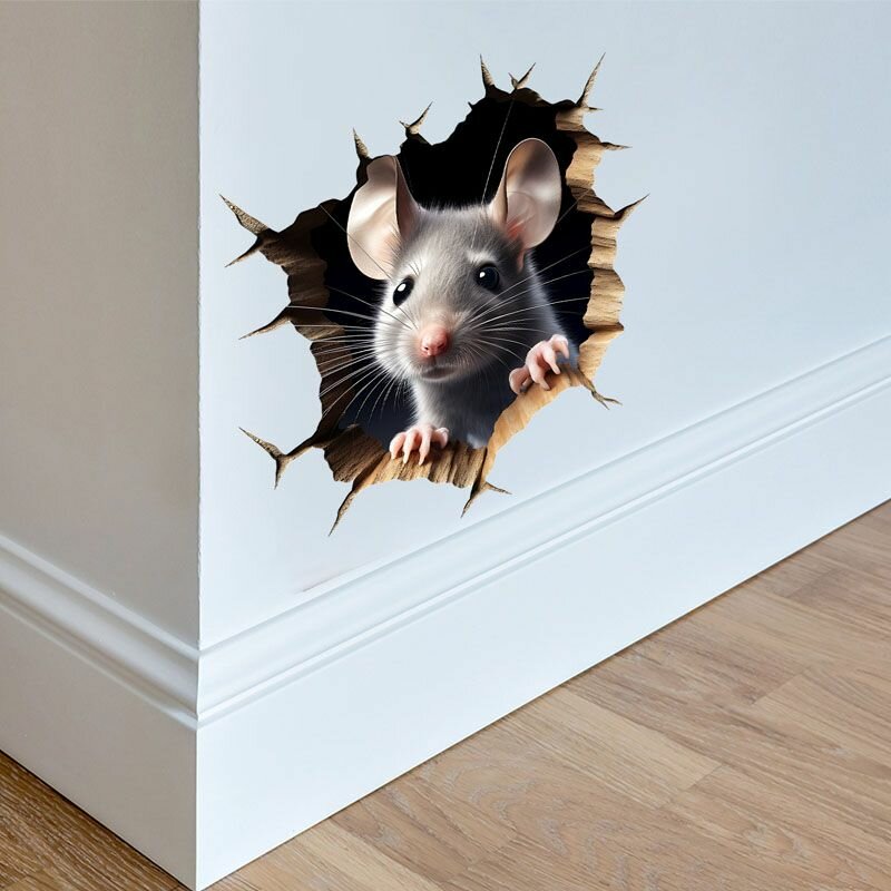 Декоративная наклейка на стену 3D Probe Mouse-1