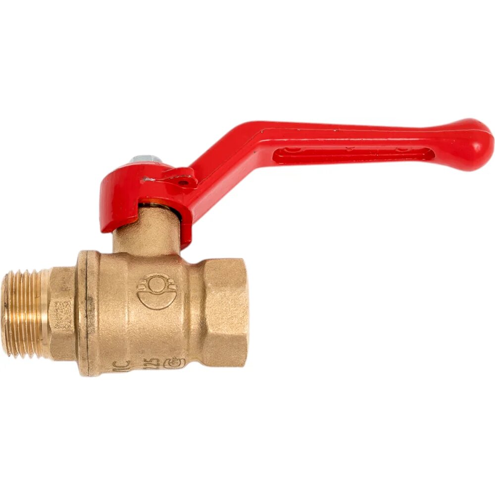 Кран шаровый Valfex N/P59 бирка для воды, 1/2" ВР/НР, ручка рычаг, латунный резьбовое соединение прямой тип