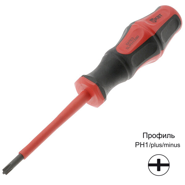 Отвертка диэлектрическая серия профи до 1000В (КВТ) 79776 PH-FL1х80 (2 шт. в комплекте)