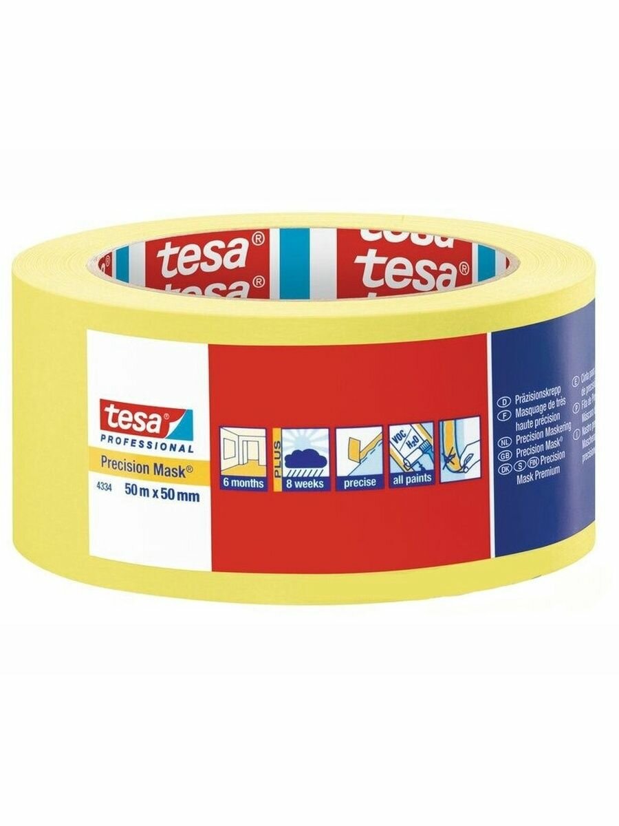 Tesa 4334 Professional Малярная лента для чётких границ, 6 мес, 50 м, 50мм