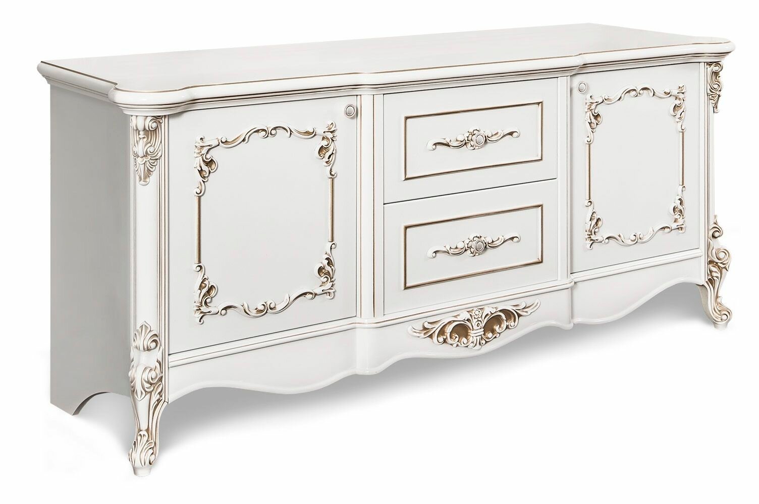 ТВ тумба "Alba Флоренция", белая, глянцевая, с ящиками, ЛДСП, МДФ