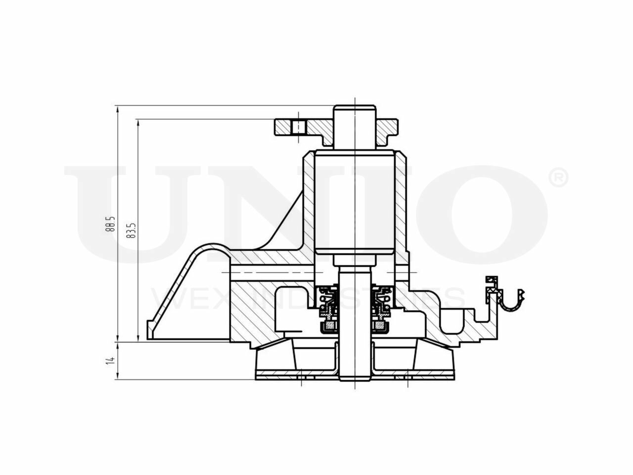 Помпа, водяной насос, для КИА Рио 00-, Церато 04-, Каренс II 02-, KIA Rio Cerato Carens 02- артикул WAP-10032 производителя UNIO