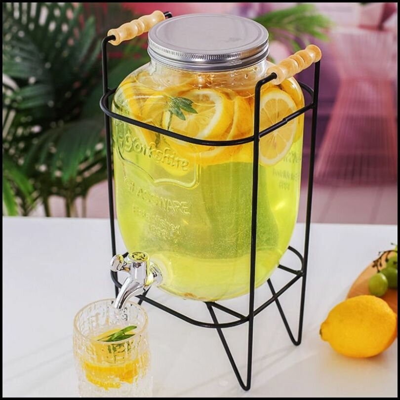 Лимонадник с краном 3 литра/ Банка / банка для лимонада, для чайного гриба, сока, фруктовой воды, коллекция Философия стекла 3л, Подарочный стеклянный