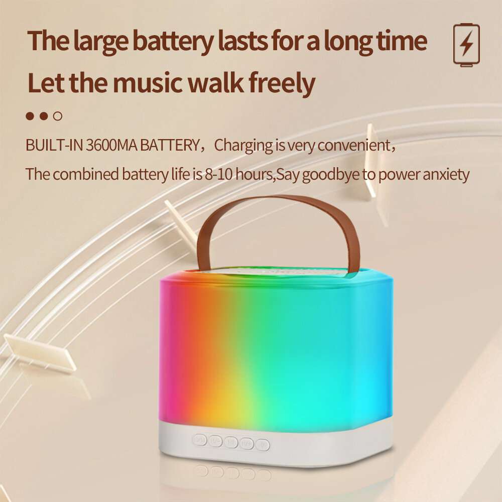 Мини-караоке-система, с 2 микрофонами, светодиодный подсветкой, перезаряжаемый, для вечеринок