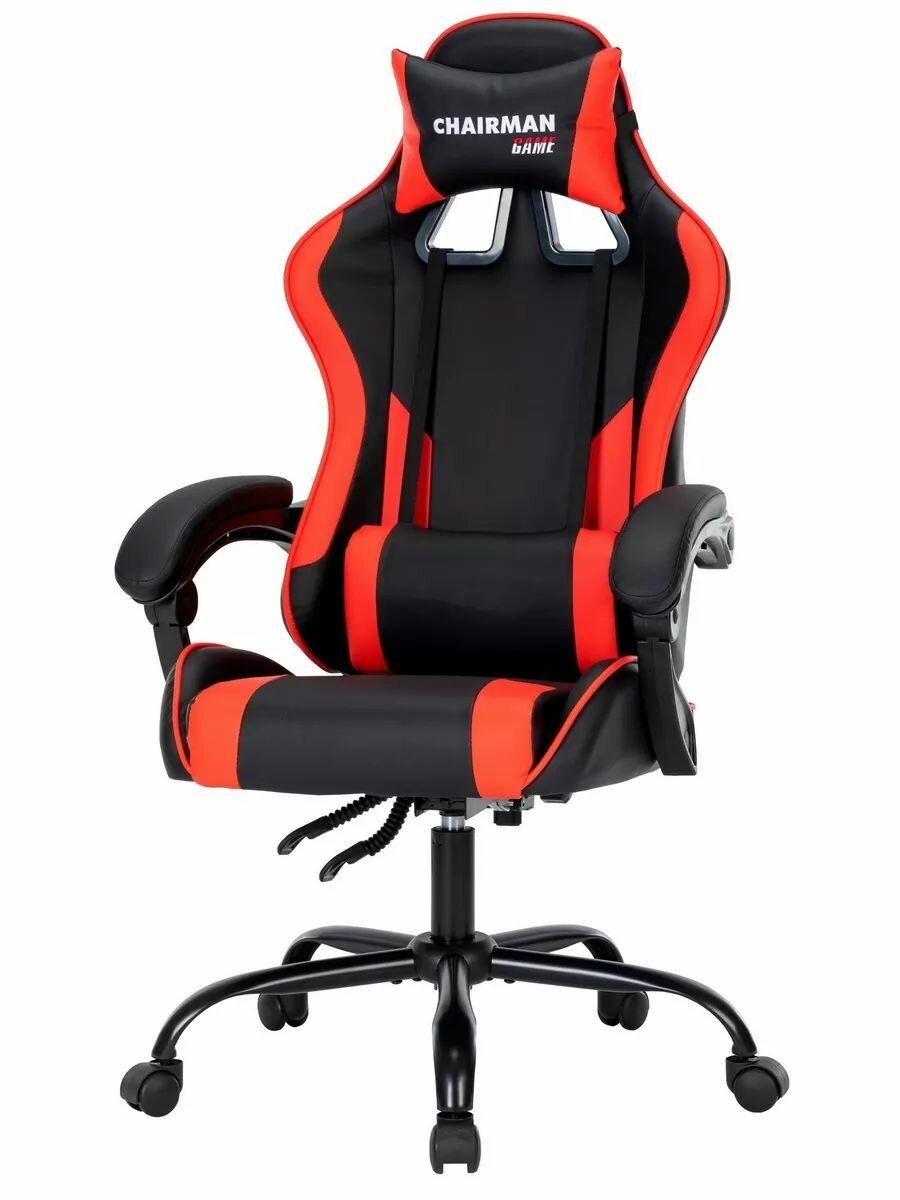 Игровое компьютерное кресло CHAIRMAN CH 41, экокожа, черный/красный, с металлической крестовиной