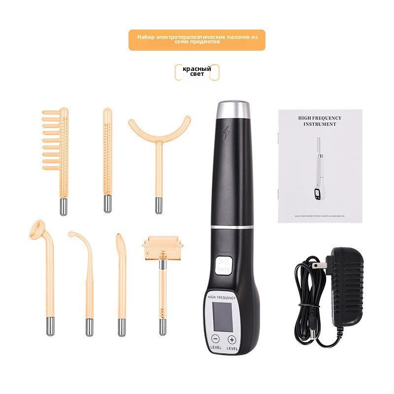 Дарсонваль цифровой для лица и волос – аппарат с дисплеем и 7 насадками, красный газ, уход от акне и выпадения волос