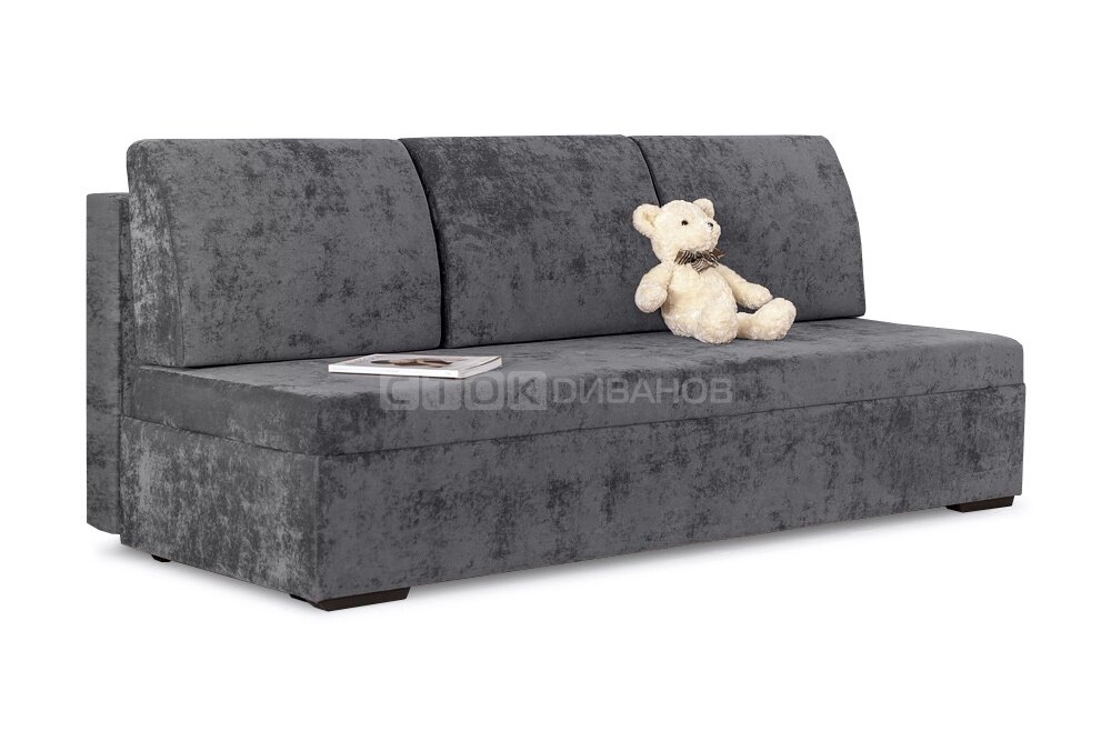Диван Сток Диванов Эконом Grafit серый флок антикоготь 210 см, механизм еврокнижка, флок антикоготь