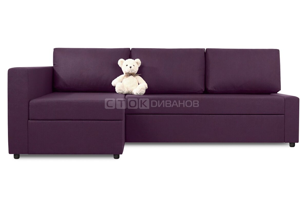 Угловой диван Сток Диванов Полярис Plum фиолетовый, механизм дельфин