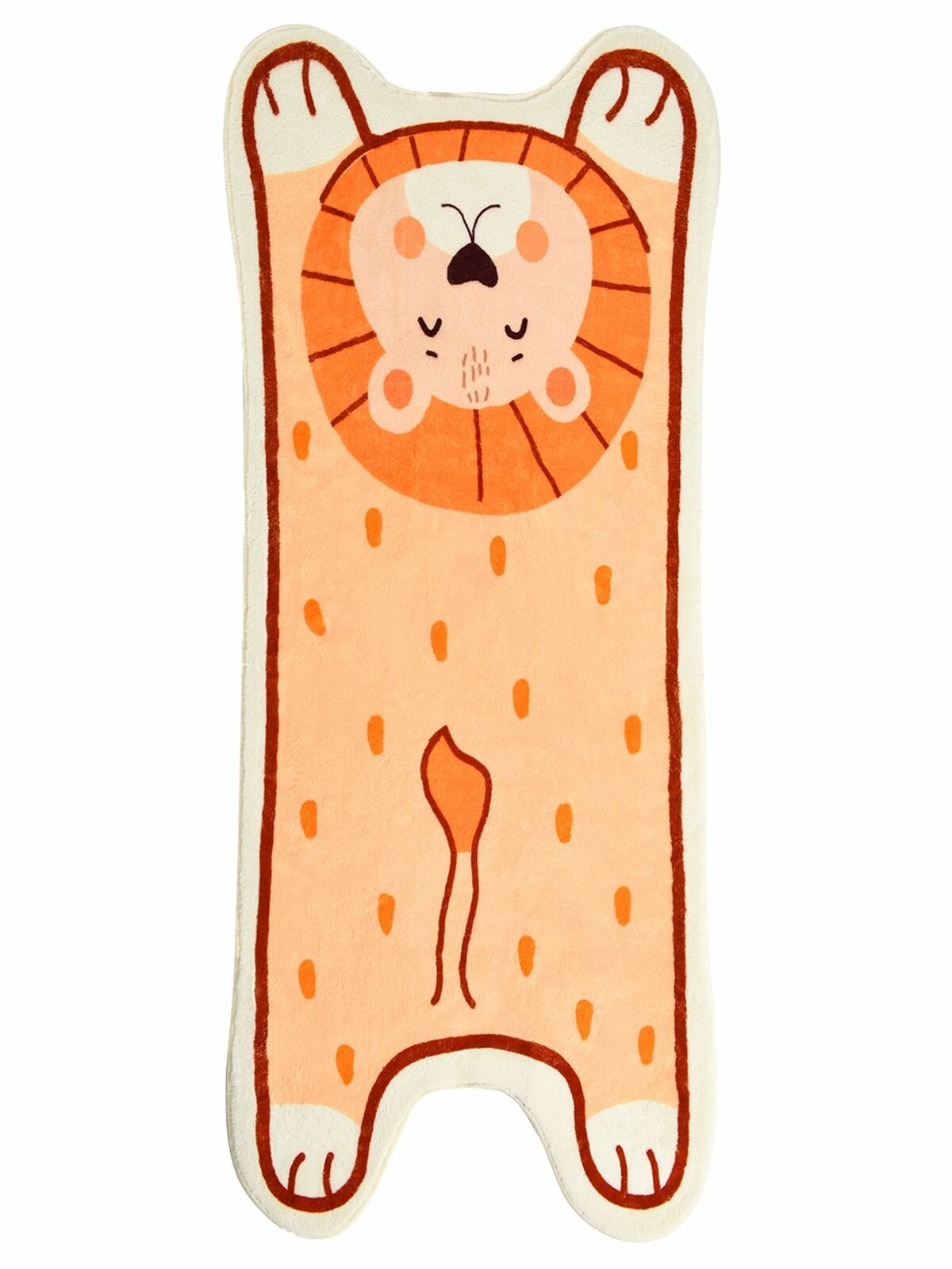 Коврик львёнок 120*50 см, комнатный детский ковер, прикроватный в спальню, мягкий плюшевый противоскользящий, в ванную, на кухню, в комнату, балкон, овальный маленький