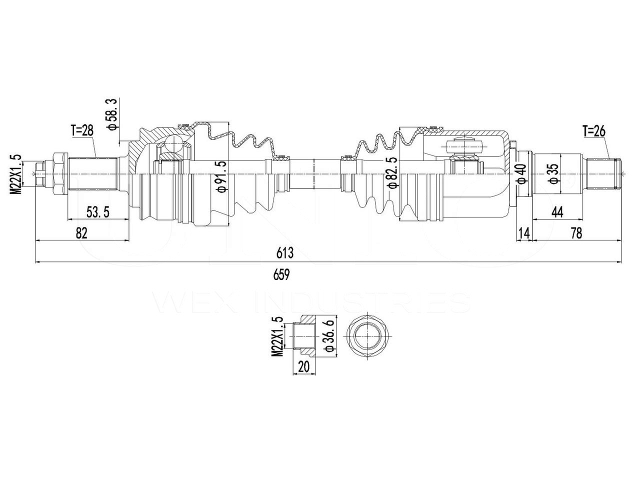 UNIO CVJ-10048 (4410165J00 / 4410165J01 / 4410178K00) привод в сборе передний правый Suzuki (Сузуки) grand Vitara (Витара)
