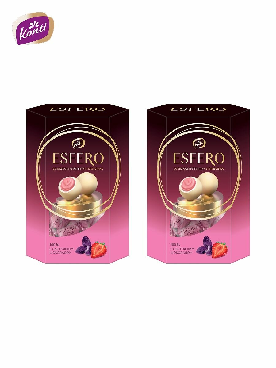Конфеты "Esfero" из белого шоколада со вкусом клубники и базилика, комплект 2шт. по 186г