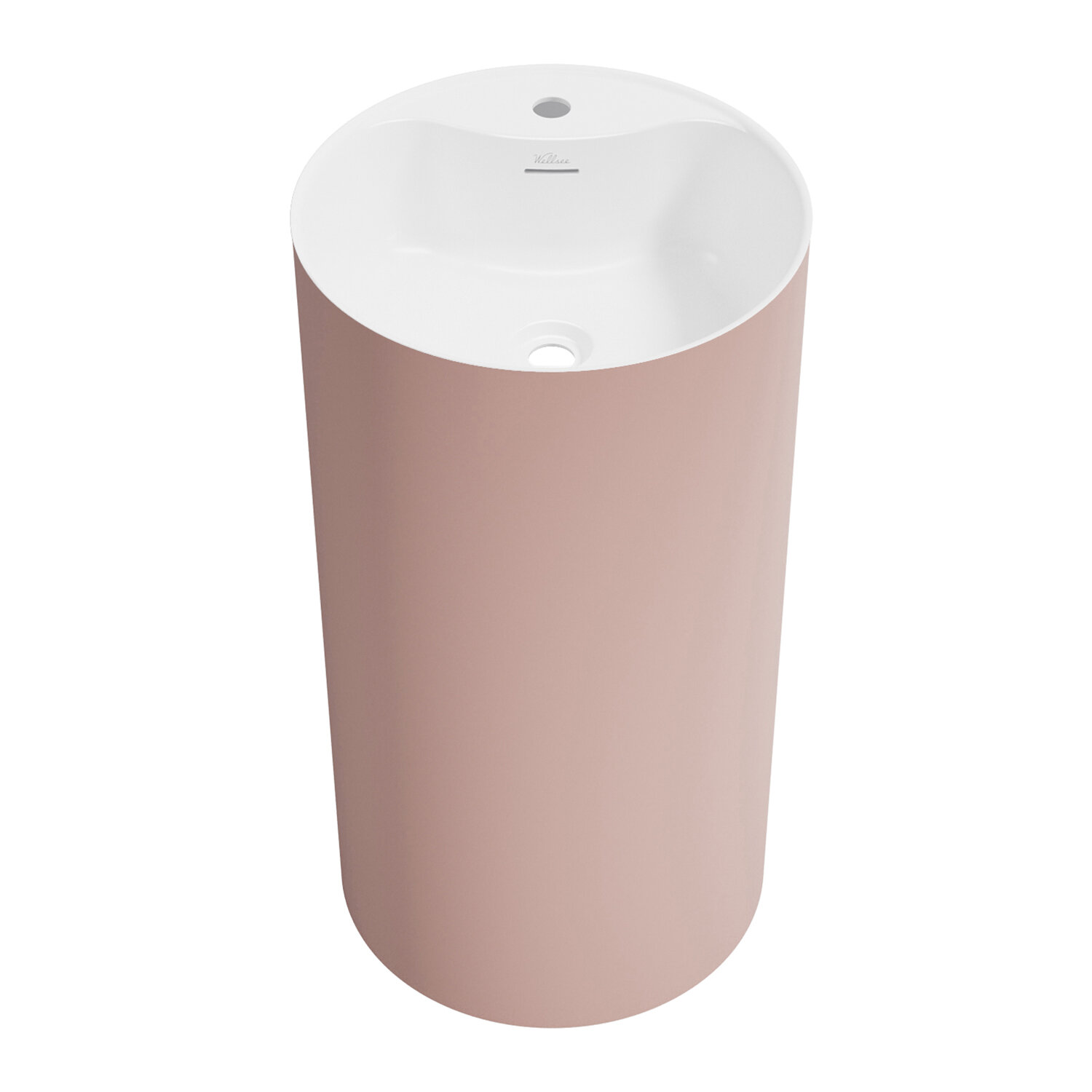 Круглая напольная раковина для ванной Wellsee Chalice Perfection 230630000: напольная отдельностоящая раковина моноблок из акрила, размер 45х45х85 см, чаша в цвете глянцевый белый (стенки матовые светло-розовые)