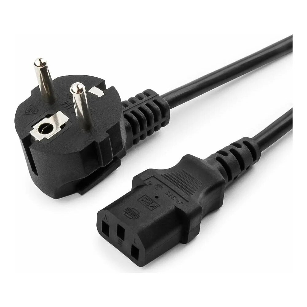 Кабель питания Cablexpert Schuko‑C13 VDE, черный, с заземлением, с защитой от перенапряжения, для стационарных сетей — фото 1