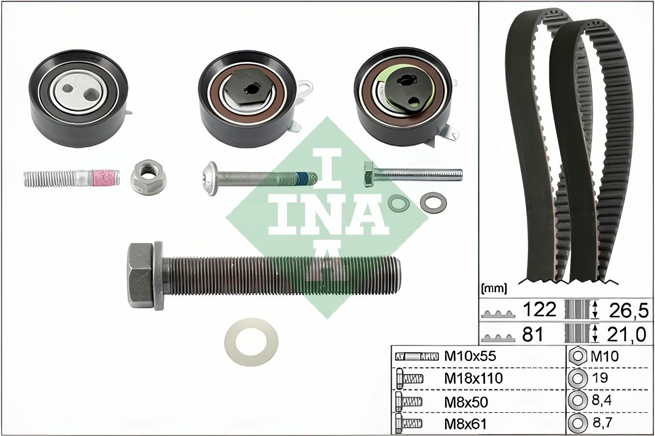 Комплект ремня ГРМ для Фольксваген Калифорния T4, Транспортер T4, Вольво 850, S80 1, V70 1 530 0484 10 INA