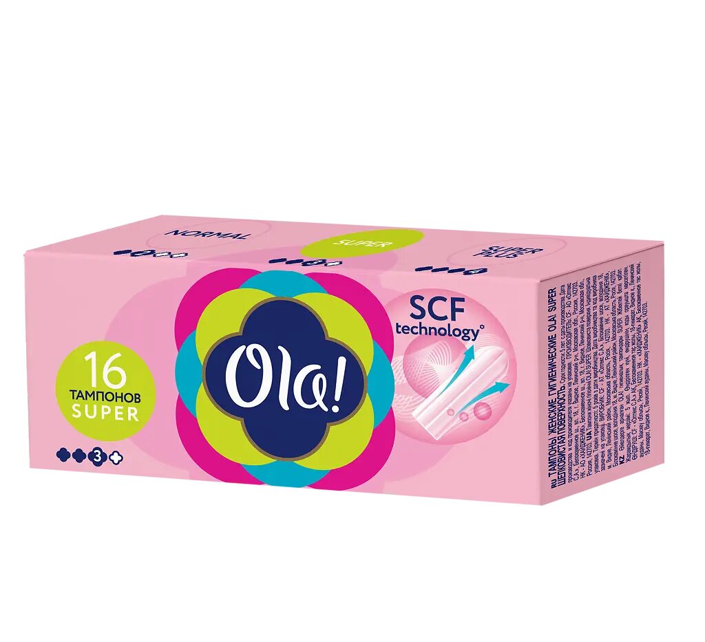 Ola! Женские тампоны Super шелковистая поверхность без апликатора 16шт