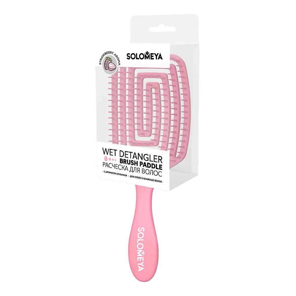 Solomeya Расческа для сухих и влажных волос с ар клубники MZ Wet Detangler Brush Paddle Strawberry 1 шт