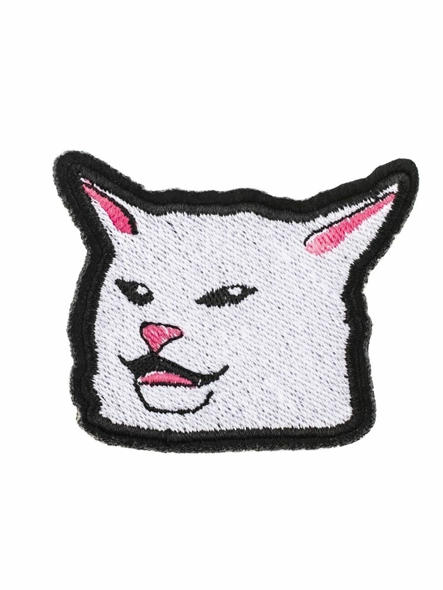 Нашивка, шеврон, патч (patch) на липучке Мемный кот Smudge, размер 6,7*5,5 см, 1 шт.