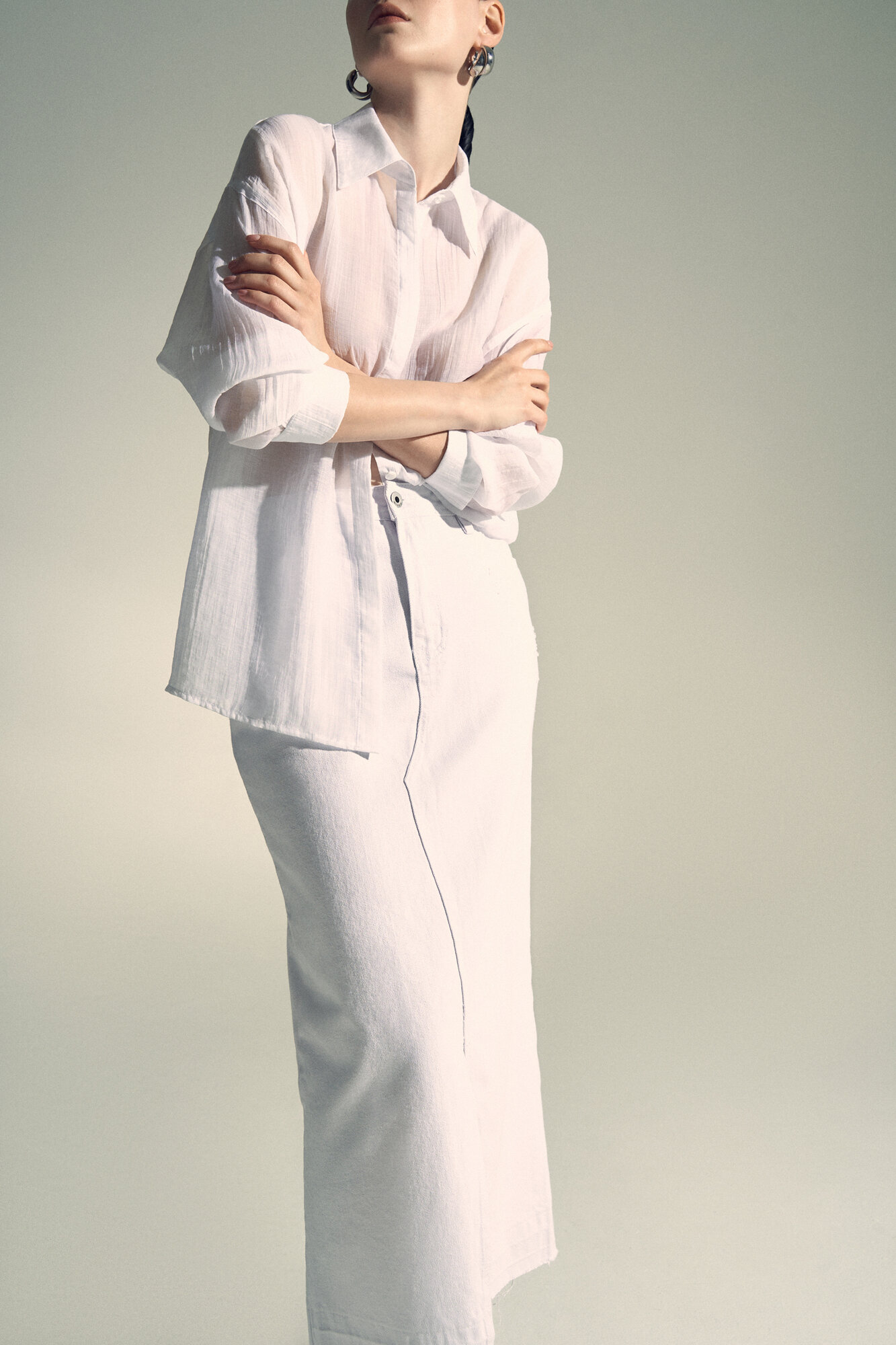 Блуза с длинным рукавом свободного силуэта