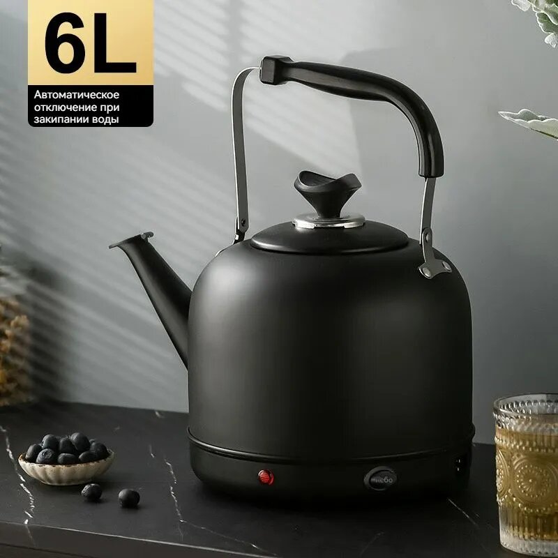 Электрический чайник "SKU000-13", черный, металл/пластик, 1500 Вт, 6 л