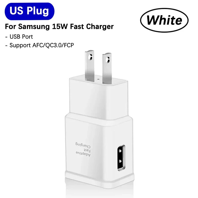 Samsung 15W Fast Charger, US Plug, White