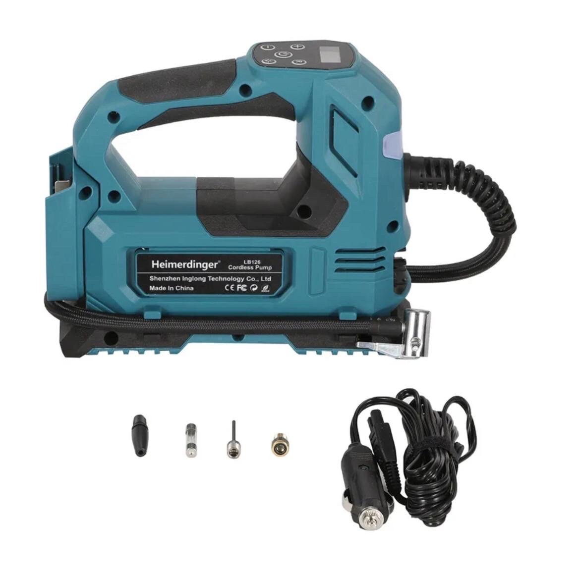 Портативный компрессор Heimerdinger беспроводной аккумуляторный воздушный насос для подкачки колес + питание от прикуривателя Без АКБ и ЗУ
