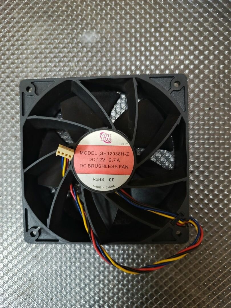 Вентилятор GH12038H-Z, 12В, 2,7А, программный регулятор оборотов