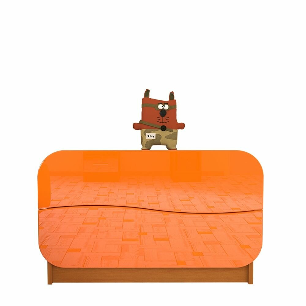 Комод Мебелеф-22, корпус ольха, фасад оранжевый глянец, 84х40х52, 2 ящика