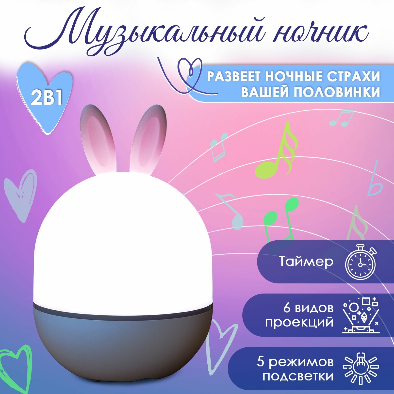 Ночник проектор детский для сна Звездное небо / Светильник настольный космос круглый