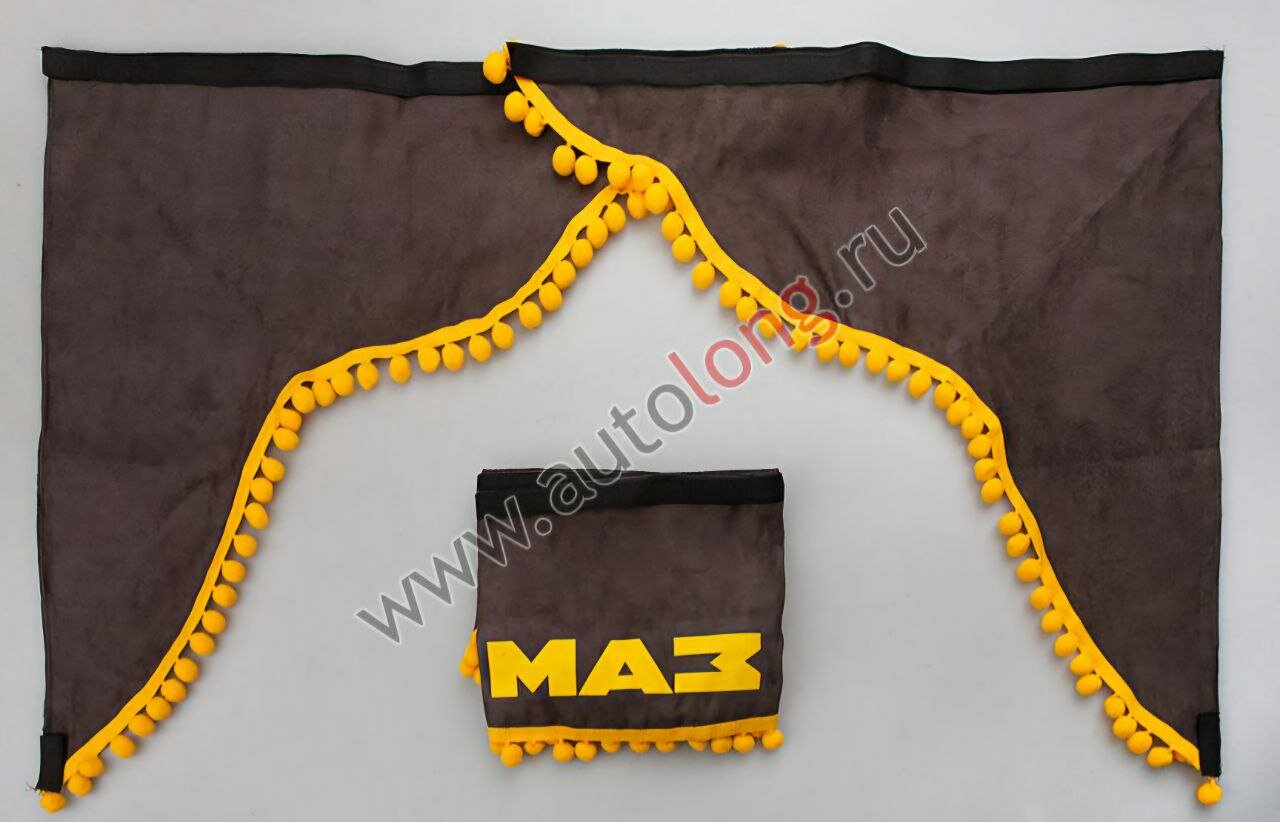 Ламбрекен лобового стекла и угол МАЗ (польская ткань) Серый с желтым