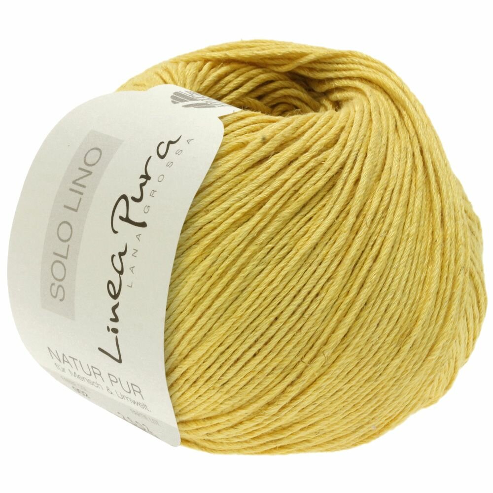 Пряжа для вязания Lana Grossa Solo Lino (32 Gelb) 1 моток 50 г/120 м